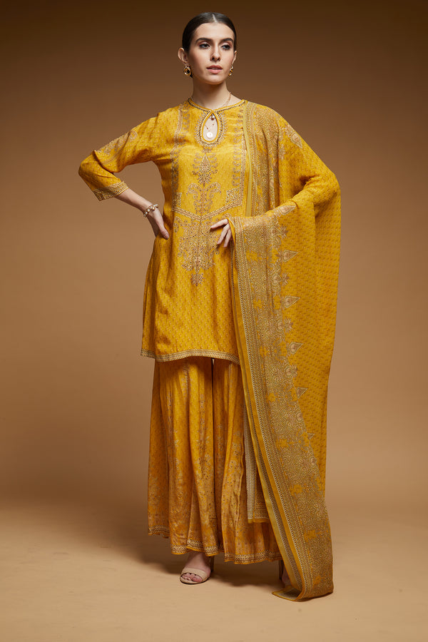 Buy Mustard Color Sharara from nirraamyaa.com