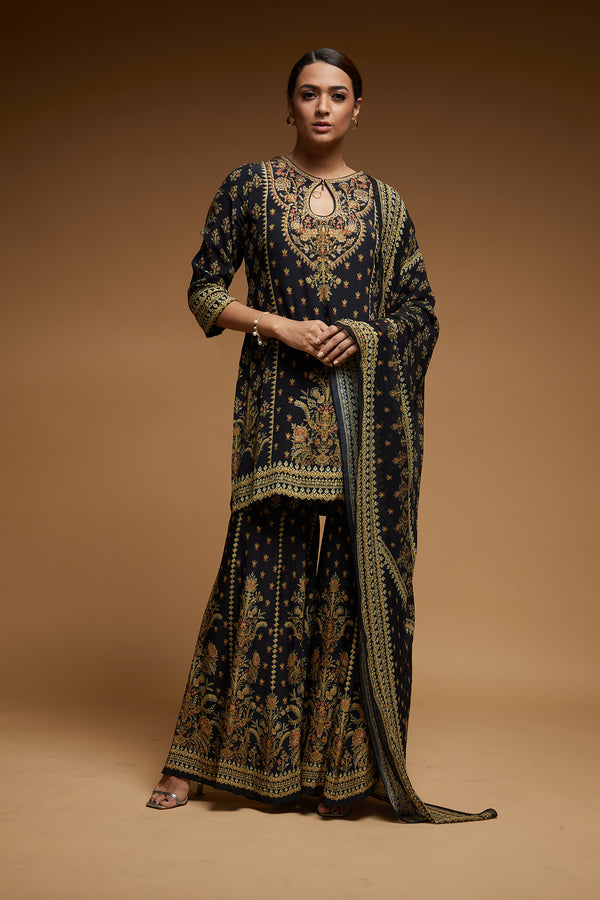 Buy Black Color Sharara from nirraamyaa.com