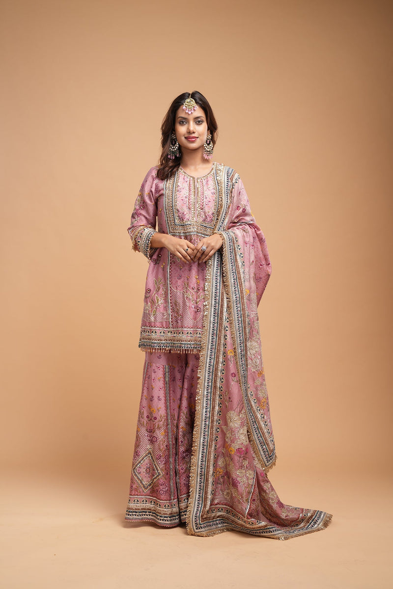 Buy Pale Pink Color Sharara Set from nirraamyaa