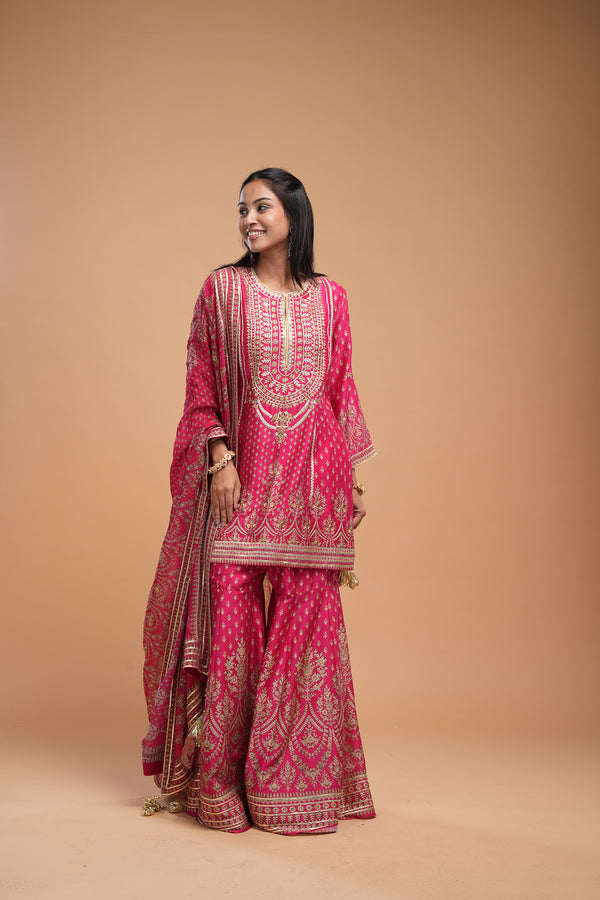 Buy Fuchsia Color Sharara from nirraamyaa