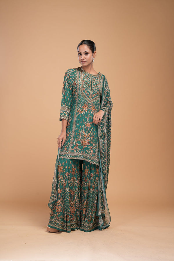 Buy Teal Color Sharara from nirraamyaa