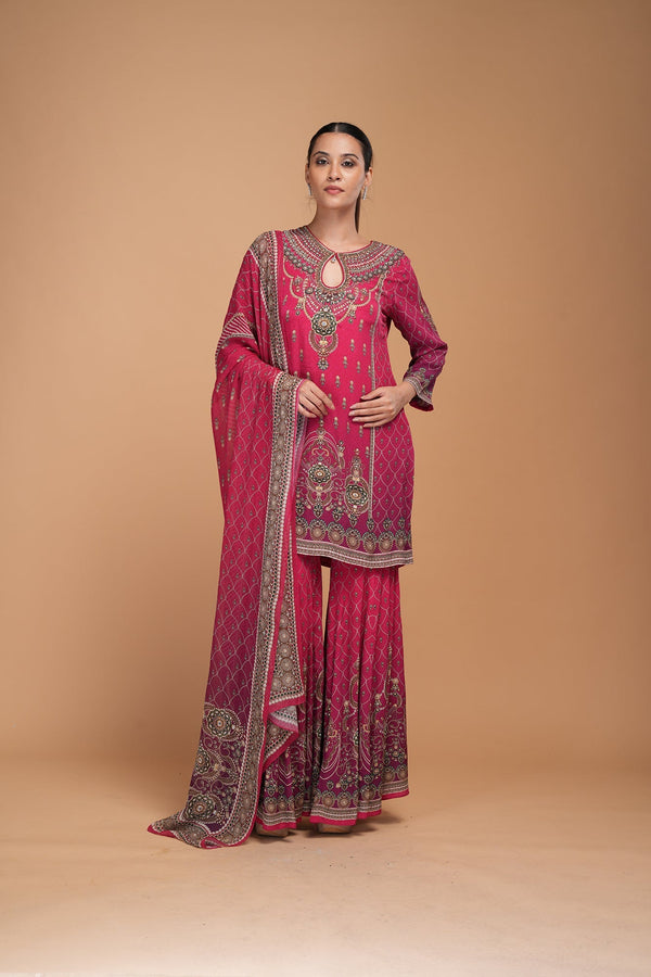 Buy Red Color Sharara from nirraamyaa